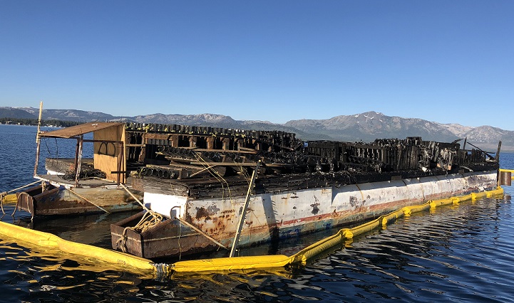 Investigation underway after Tahoe barge catches fire