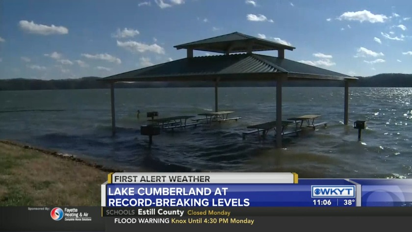 Lake Cumberland holding more water Monday than it ever has before