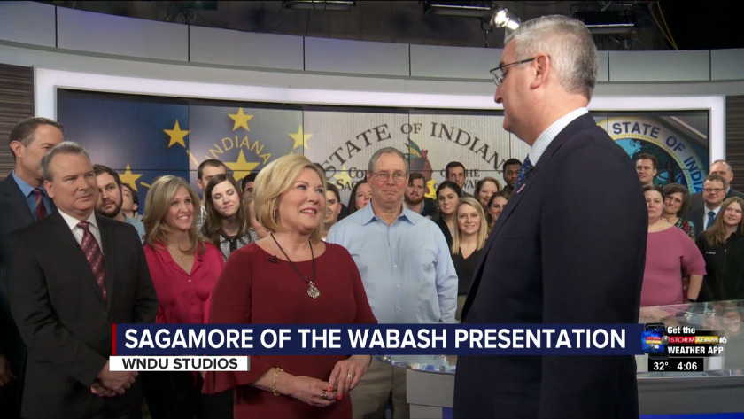 Gov. Holcomb presents Maureen McFadden with Indiana's highest honor