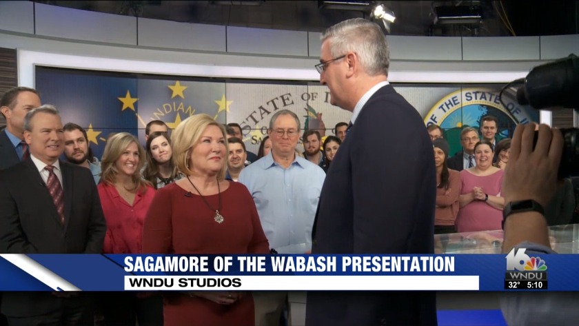 Gov. Holcomb presents Maureen McFadden with Indiana's highest honor