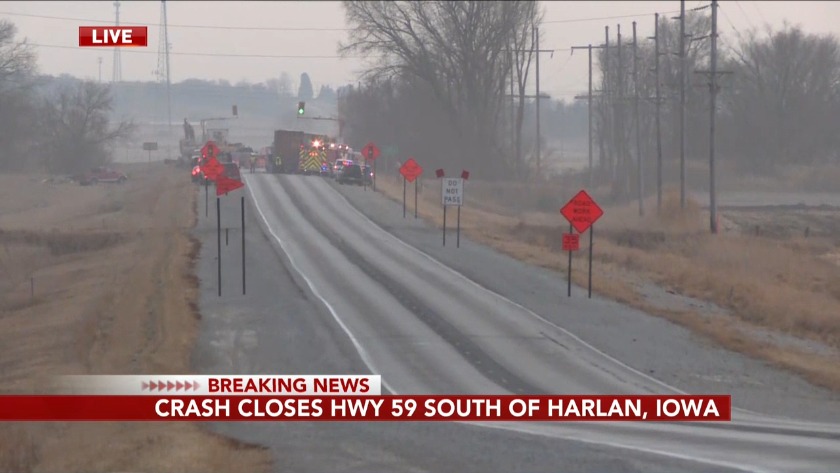 Highway-59 closed in both directions near Harlan, Iowa due to crash