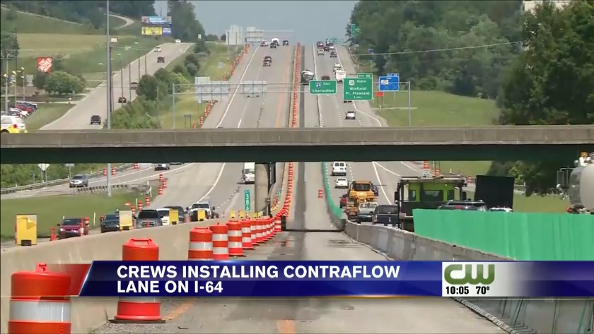 UPDATE: EB contraflow lane causes traffic delays on I-64