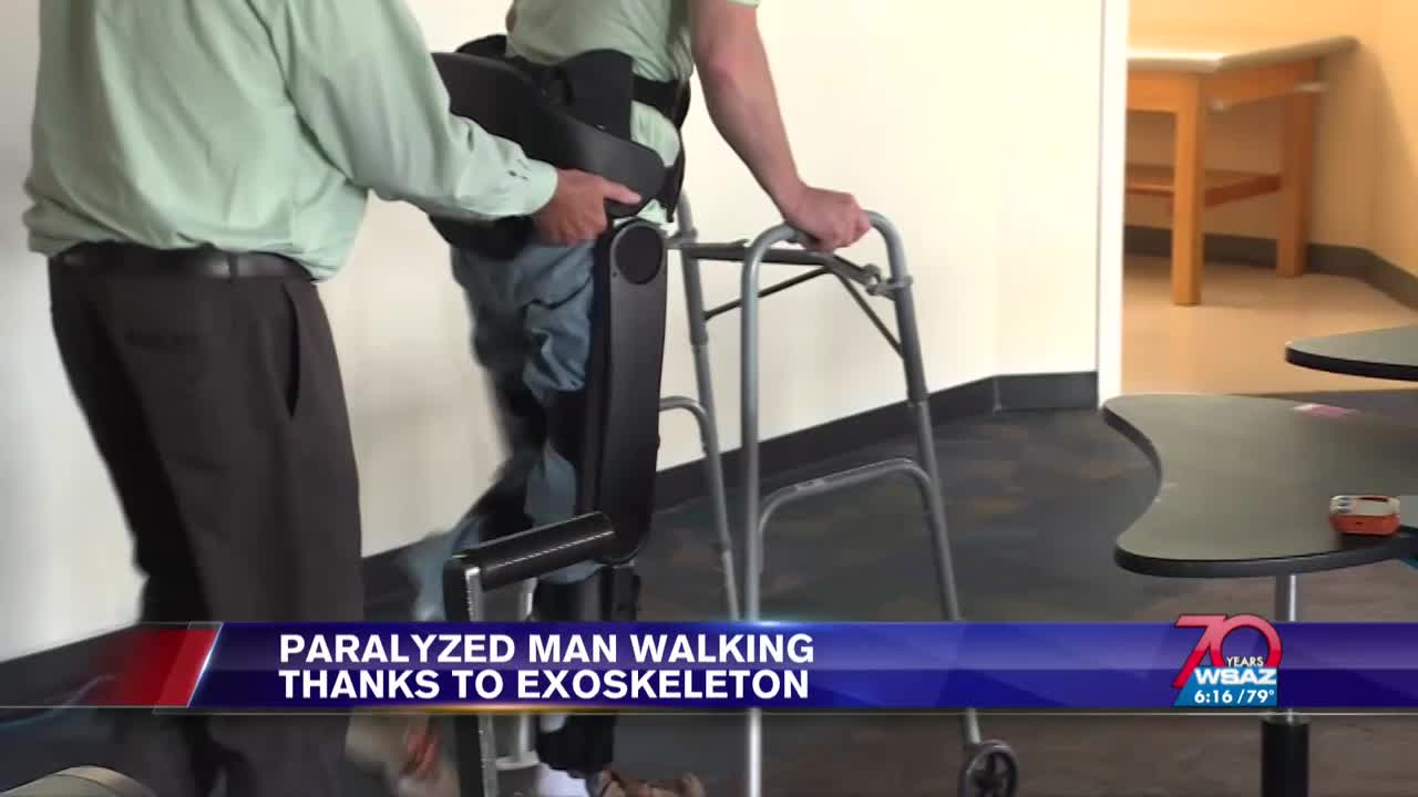 Paralyzed man walks again using West Virginia's first exoskeleton