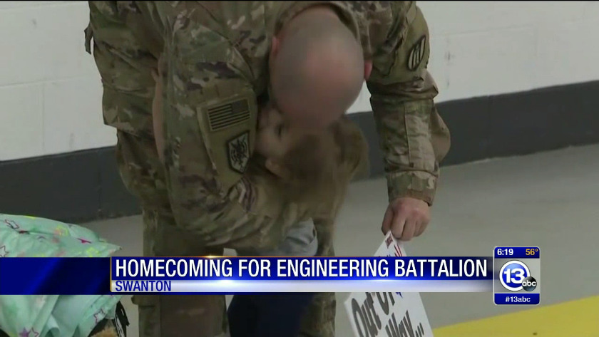 Emotional family reunion for 983rd Engineer Battalion soldiers home ...