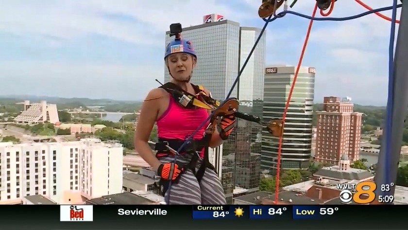 WATCH: Whitney Kent rappels down 16 story building!